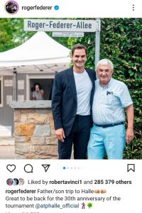WATCH: Roger Federer enjoys 'father/son trip' as he is honoured in Halle